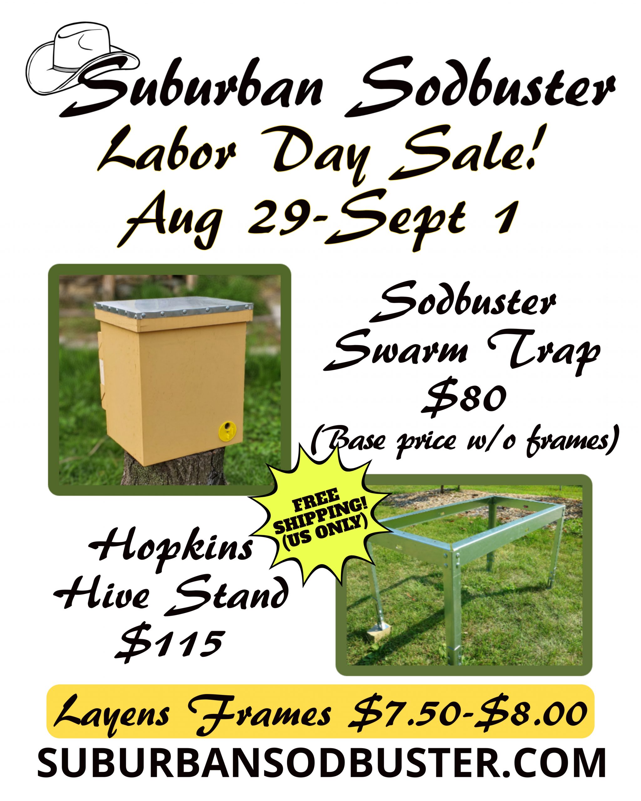 Limited Time Discounts on Hive Stands & Swarm Traps – Suburban Sodbuster